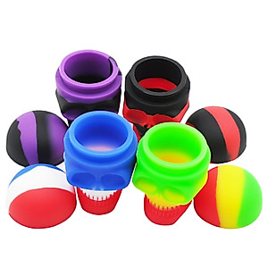 KUVIS 15ml Skull Silicone Wax Containers Non-stick Concentrate Jars with Carving Tool (Multi)