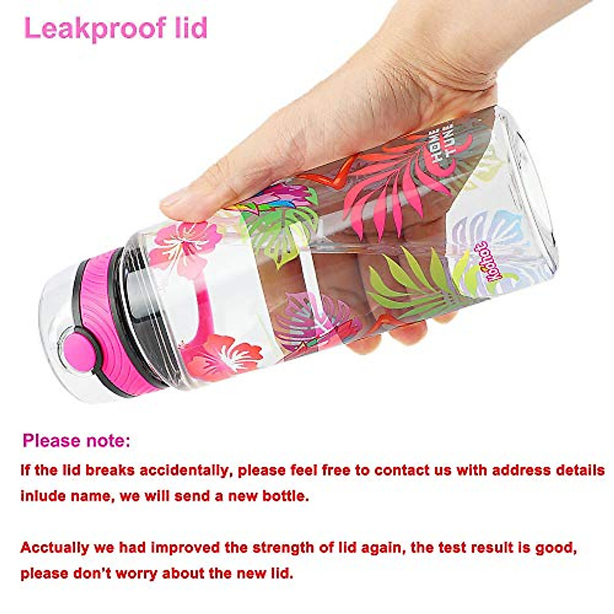 Cute Water Bottle for School Kids Girls, BPA FREE Tritan & Leak Proof & Easy Clean & Carry Handle, 23oz/ 680ml - Flamingo