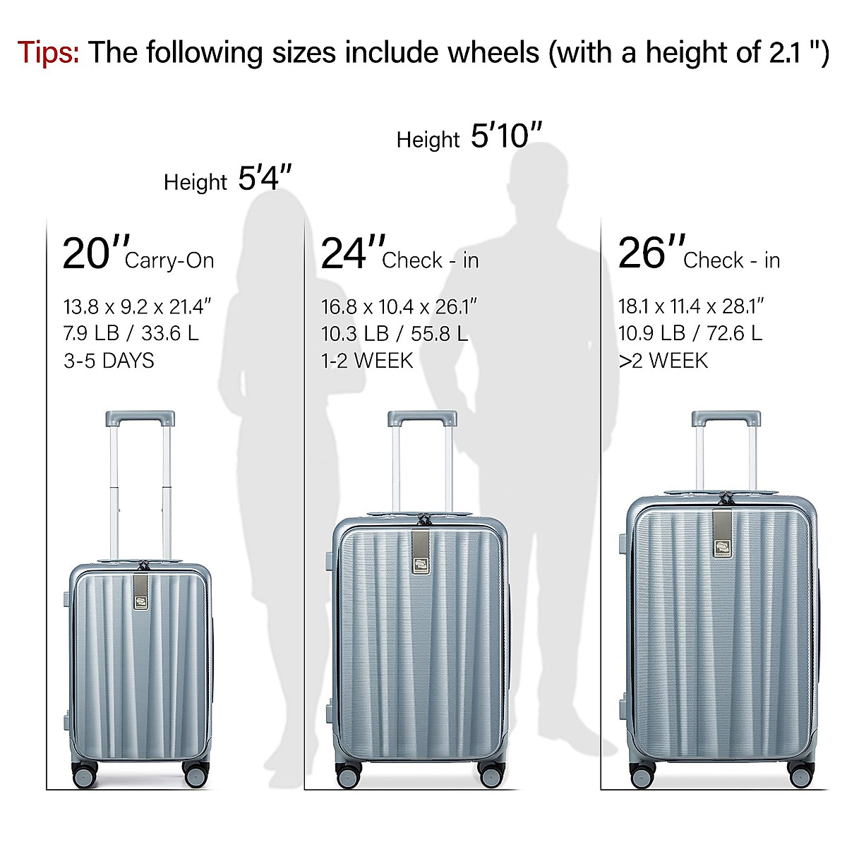 Hanke 24 Inch Checked Luggage with Spinner Wheels PC Hard Shell Suitcases Top Open Aluminum Frame Travel Luggage Rolling Suitcase for Woman Men.(Grey)