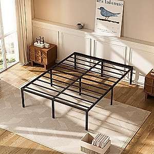 Jebosam Full Size Bed Frame No Box Spring Needed 14 inch Heavy Duty Platform Steel Support 2500 lbs Bed Frame Full Size Easy to Assembly Non-Slip Noise Free Black