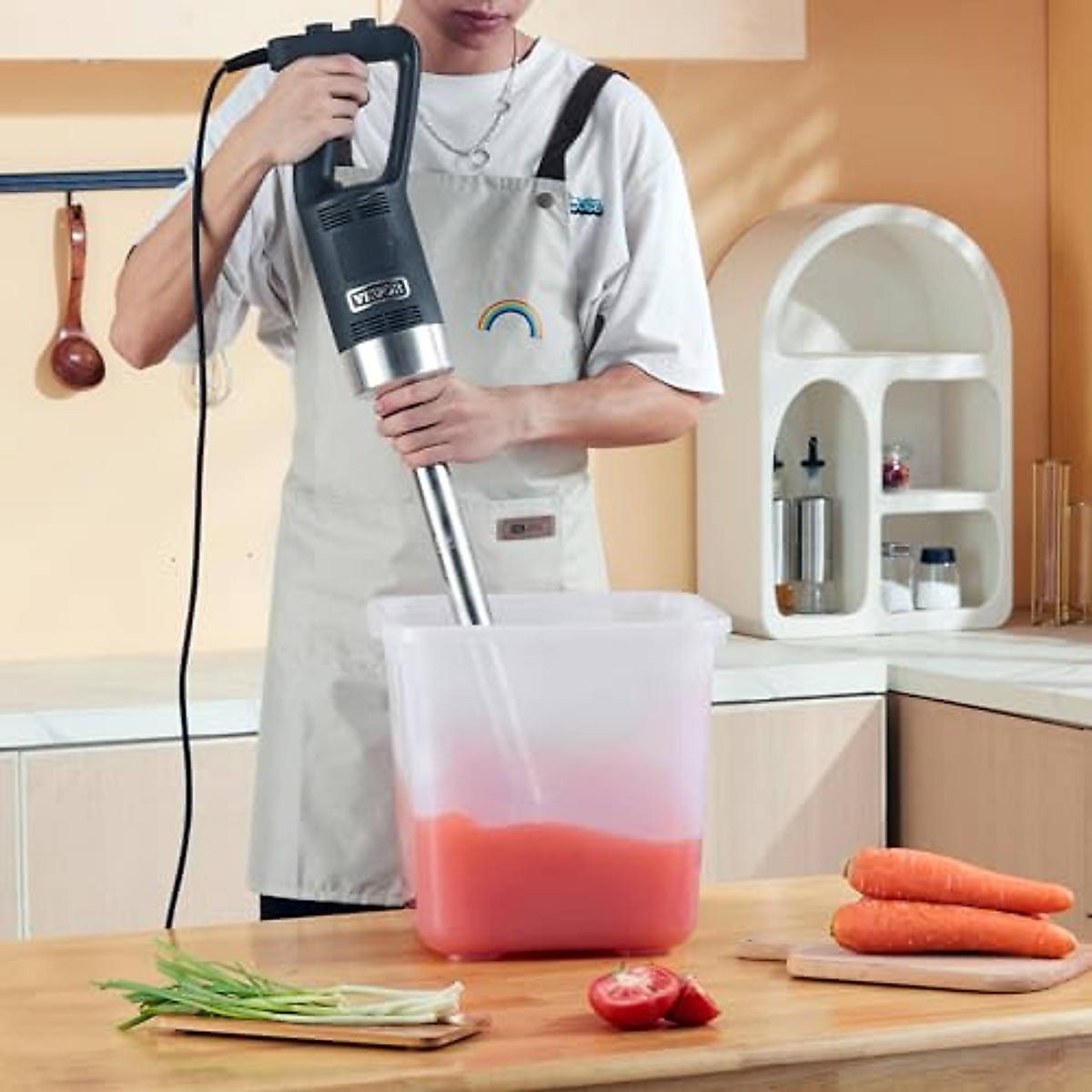 VEVOR Commercial Immersion Blender, 750W 20" Heavy Duty Hand Mixer, Variable Speed Kitchen Stick Mixer with 304 Stainless Steel Blade, Multi-Purpose Portable Mixer for Soup, Smoothie, Puree, Baby Food