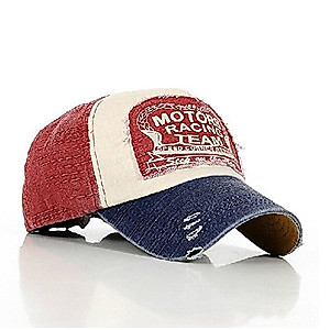 Elwow Hot Red Distressed Vintage Cotton Baseball Cap Snapback Trucker Hiking Hat