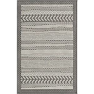 Unique Loom Outdoor Border Collection Transitional Indoor & Outdoor Casual Striped Tonal Moroccan Area Rug, 2 ft 2 in x 3 ft, Gray/Dark Gray