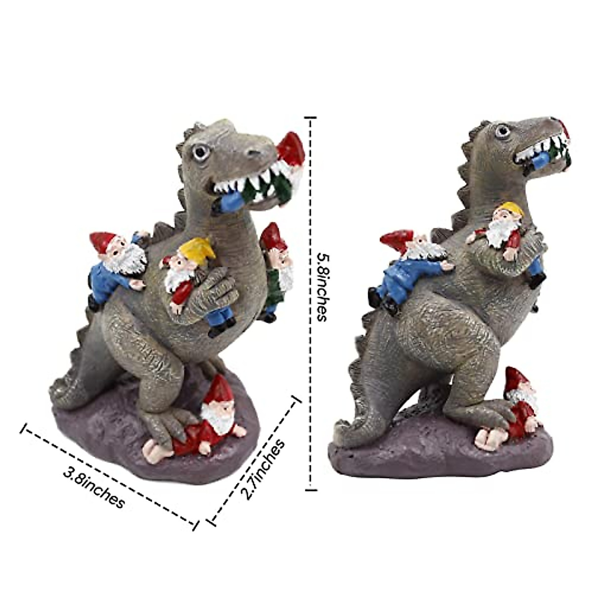 BBdis Garden Gnomes Statue Decoration,5.8 Inch Dinosaur Catch Gnomes Figurines,Indoor Outdoor Décor Garden Art for Patio,Lawn,Yard,Funny Garden Gift
