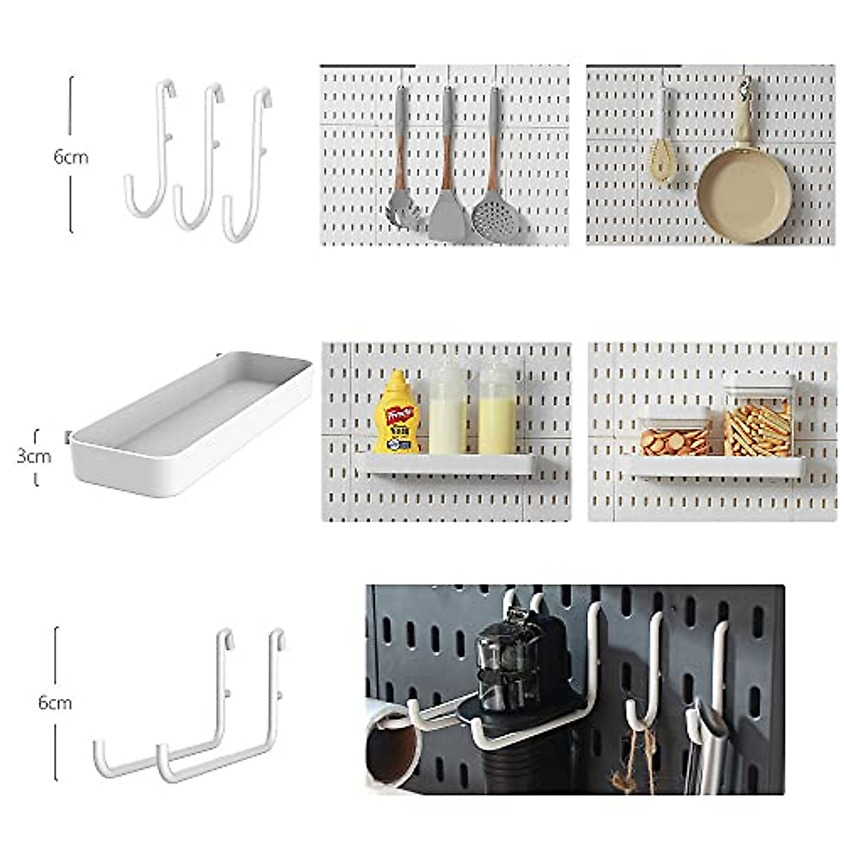YOKEPO Pegboard Combination Kit with 2 Pegboards with 10 Accessories Modular Hanging for Wall Organizer, Crafts Organization, Ornaments Display, Nursery Storage, White | 22" x 11" Peg Boards for Wall