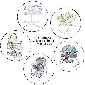 TILLYOU Ultra Soft Bassinet Fitted Sheets for Baby Boy Girl, Universal Fit for Cradle Oval Rectangle Hourglass Mattress, 2 Pack Gray and Green