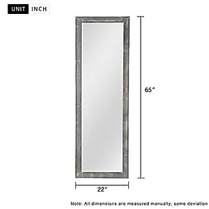 Elevens Traditional Full Length Floor Mirror 65"x22" Rustic Tall Floor Mirror Wall Mirror Standing or Leaning Against Wall for Bedroom, Dressing and Wall-Mounted - Gray