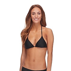 Body Glove Women's Standard Smoothies DITA Solid Triangle Slider Bikini Top Swimsuit, Black, D Cup