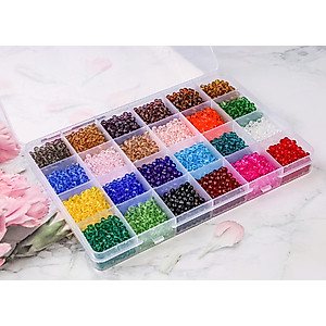 Suhome 4800pcs 4mm Rhombus Crystal Glass Beads 24 Colors Faceted Small Bracelet Beads Bulk for Jewelry Making Pure and Bright