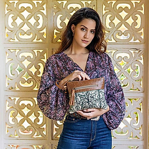 Myra Bag Hope Pouch Upcycled Cotton & Leather S-2914