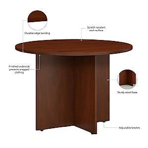 Bush Business Furniture Round Conference Table with Wood Base, Circular Meeting Room Desk for 4 Users, 42W, Hansen Cherry