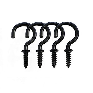 IDEALSV 125 Pcs Screw Ceiling Hooks Black Screw Cup Hooks Lights Hooks 3/4 Inch