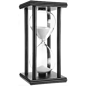 Hourglass 60 Minutes 8 inch Sand timers Tanmalan (White Sand,Black Frame,60±6Minutes,8x4x4inch)
