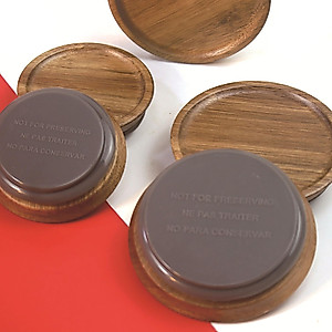 8 Pack Wide Mouth Mason Jar Lids Acacia Wood Mason Jar Lids with Silicone Seal Reusable Wooden Lids for Canning Jar Yogurt Cookie Dry Food Storage