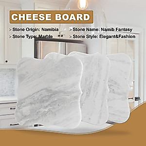 Koville Luxury Namibia Africa Marble Cutting Board, 12" Large Charcuterie Boards, Square Marble Slab, Serving Tray, Housewarming, New Home, Anniversary & Wedding, Bridal Shower Gift Grigio