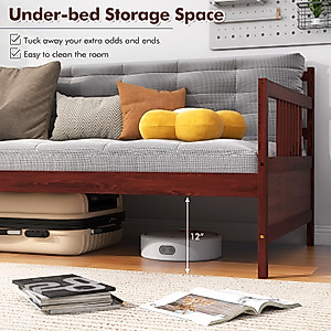 KOMFOTT Wood Daybed Frame Twin Size, Sofa Day Bed Frame with Wooden Slats Support, No Box Spring Needed, Twin Daybed Frame for Bedroom Living Guest Room (Mattress Not Included)