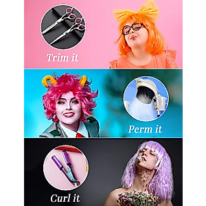 PLANTURECO Pink Wig and Party Sunglasses, Pink Wigs for Women, Pink Wig with Bangs, Light Pink Wig, Pink Bob Wig, Pink Cosplay Wigs and Party Wigs - Bachelorette Party Wigs Decorations Favors