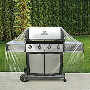 60 Inch Clear BBQ Grill Cover Plastic Heavy Duty Waterproof Outdoor Furniture Cover Gas Grill Covers UV Resistant for Charbroil Grills and More
