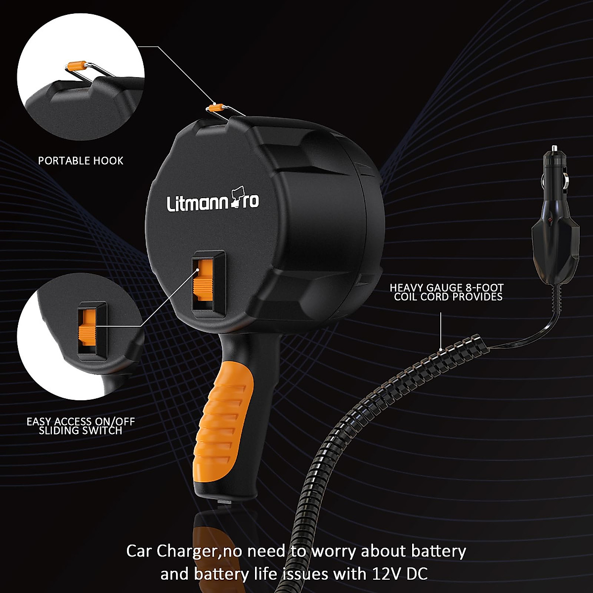 Handheld Spotlight 1500 Lumens 12V Plug Spot Light LED for Boat Camping Flashlight Hunting Spotlight Car Spotlight Marine Flashlight