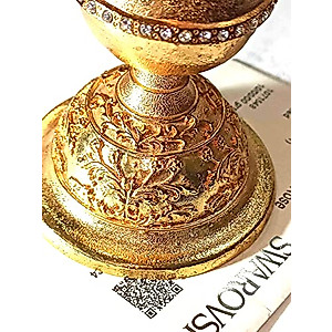 10ct HANDMADE Limited Edition ANTIQUE 1990 Reindeer Figurine LARGE FABERGE Egg Jewelry Box & Fabergé Pendant Necklace & RUBY Bracelet 24k GOLD Womens Day Deer Statue for Home Decor Reindeer Unique 14"