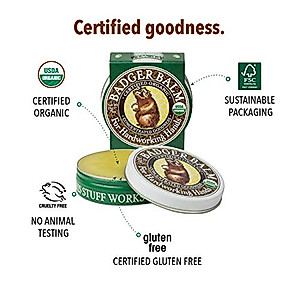 Badger - Hardworking Hands Healing Balm, Aloe Vera & Wintergreen, Working Hand Balm, Balm, for Dry Hands, Hand Moisturizer Balm, Certified Organic Hand Balm, Hand Repair Balm, 0.75 oz (2 Pack)