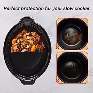 Slow Cooker Liners fit Crock-Pot 7-8 Quart Oval Slow Cooker, Reusable & Leakproof Dishwasher Safe Cooking Liner with Double Handle of Slow Cooker Liners fits 7-8QT Crock Pot