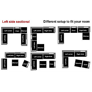 Stendmar Reversible Multifunction 5pc 2-Tone Microfiber Big Sectional Couch Sofa S150DNE