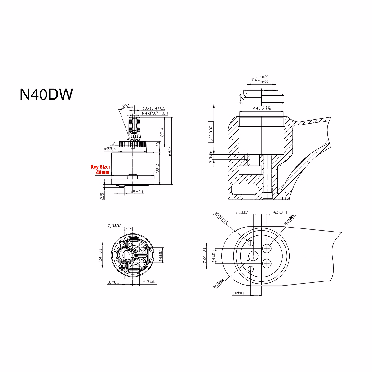 CUPC/NSF/IAPMO Certified N40DW 40mm Faucet Ceramic Disc Cartridge Replacement for SIngle Handle Faucets