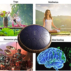 YWJJMY 15 Notes Steel Tongue Drum 13 Inch Handpan Drum Harmonic Tank Drum Meditation Yoga Zen with Mallets Travel Bag for Beginner Music Lovers Gift (Color : Spotted Purple)