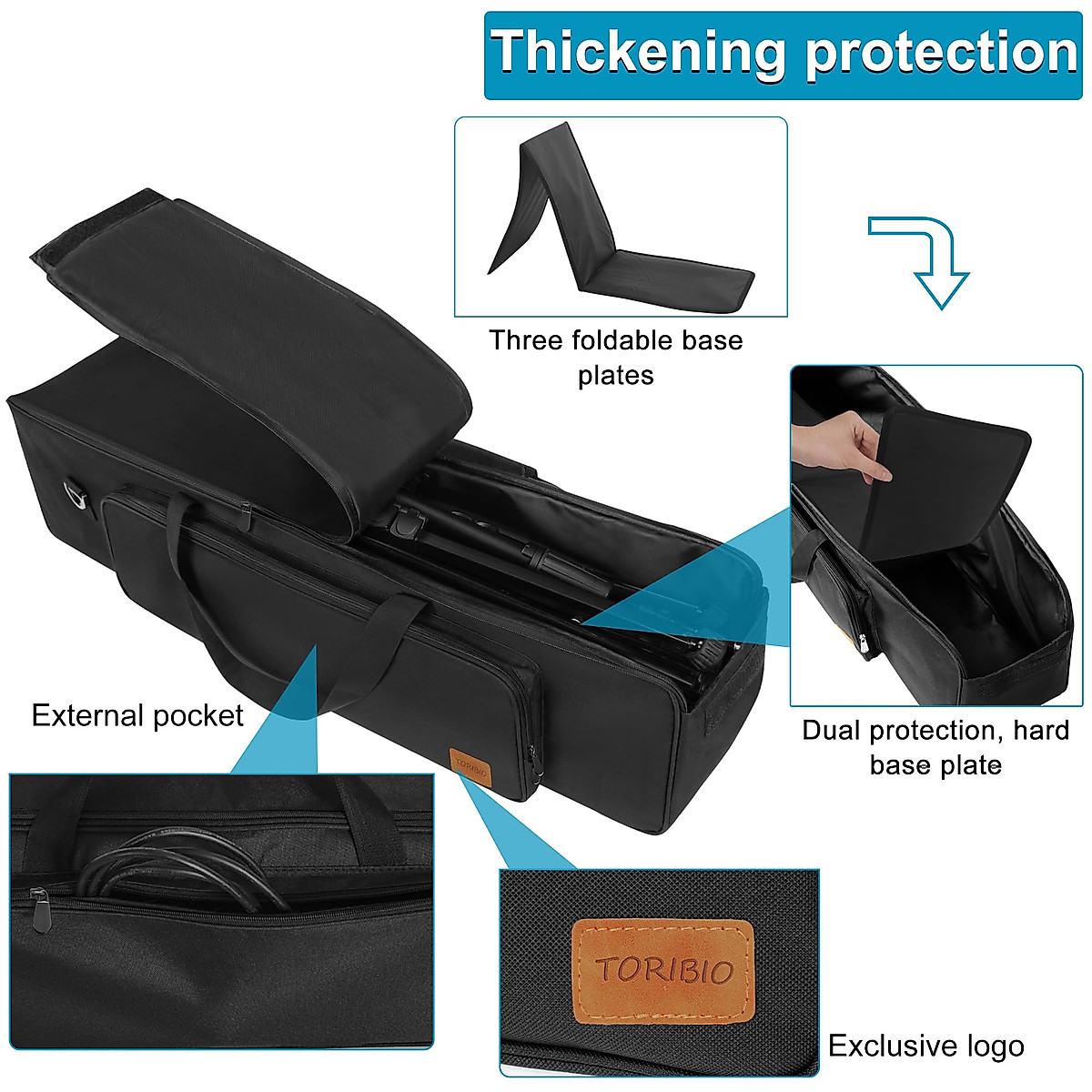 TORIBIO Tripod Case Bag Water-resistant Lightweight Multifunctional 40"x8.2"x8.2"/102x21x21cm Tripod Carrying Case with Shoulder Strap for Lights, Speakers, Cameras, Booms, Microphone Stands