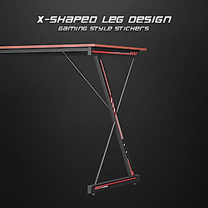 CubiCubi Gaming Desk 40 Inch PC Computer Desk, Carbon Fiber Home Office Desk Table Gamer Workstation, Simple Game Table with Headphone Hook, Black