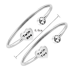 Gzrlyf Twin Cuff Bracelets Twin One Twin Two Jewelry Twin Gifts for Twins (Cuff Bracelet Set)
