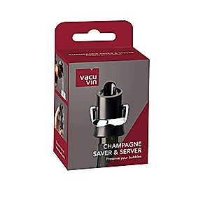 Vacu Vin Champagne Saver & Server - Black - 1 Stopper-Pourer - Keep Champagne Fresh for Up to a Week with Airtight Seal - Vacuum Pump with Champagne Bottle Stopper and Pourer