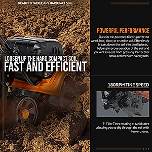 SuperHandy Electric Tiller-Cultivator, Battery powered 40V Li-on, 14" Inch Tilling Width, 4 Tine, for Weed Removal & Soil Cultivation