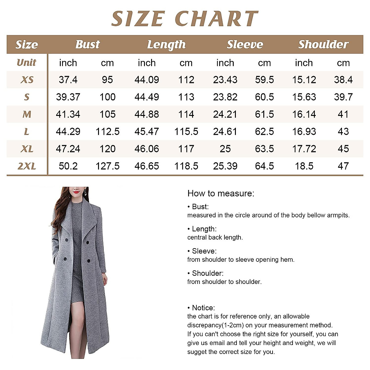 chouyatou Women's Chic Shawl Collar Work Double Breasted Maxi Long Wool Pea Coat (Medium, Camel)