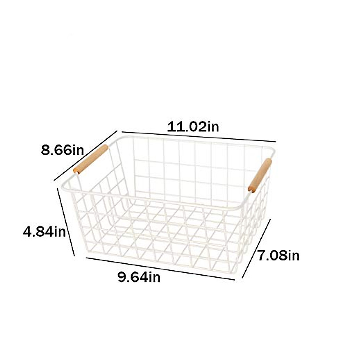 Aeggplant Kitchen Wire Baskets Farmhouse Decor Metal Food Storage Organizer,Household Refrigerator Bin with Built-in Handles for Cabinets, Pantry,Bathroom 4 Packs (white)