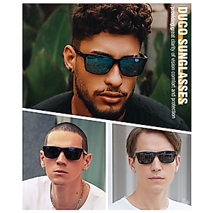 DUCO Mens Sunglasses Polarized Rectangle Sunglass for Men Lightweight Carbon Fiber UV400 Protection 8206