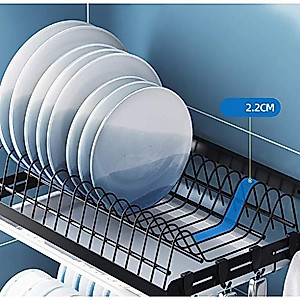 FEHUN Sinks,201 Stainless Steel Kitchen Wall-Mounted 3-Layer Dish Rack Drain Rack with 4 Hooks