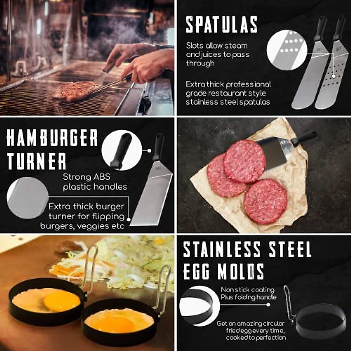 Zen-T - 14 Piece Grill Griddle Tool Kit - Griddle Accessories for Blackstone - Professional Grade Stainless Steel BBQ Tools - Perfect Grilling Utensils for All Your Grilling Needs + Bonus Recipe Ebook