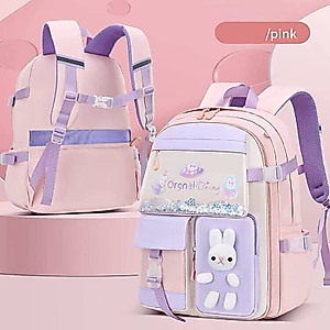 Stylifeo Bunny Backpack for Girls Cute Backpack Kawaii School Bookbag for Kindergarten Preschool Elementary(Pink for girl grades 1-3)