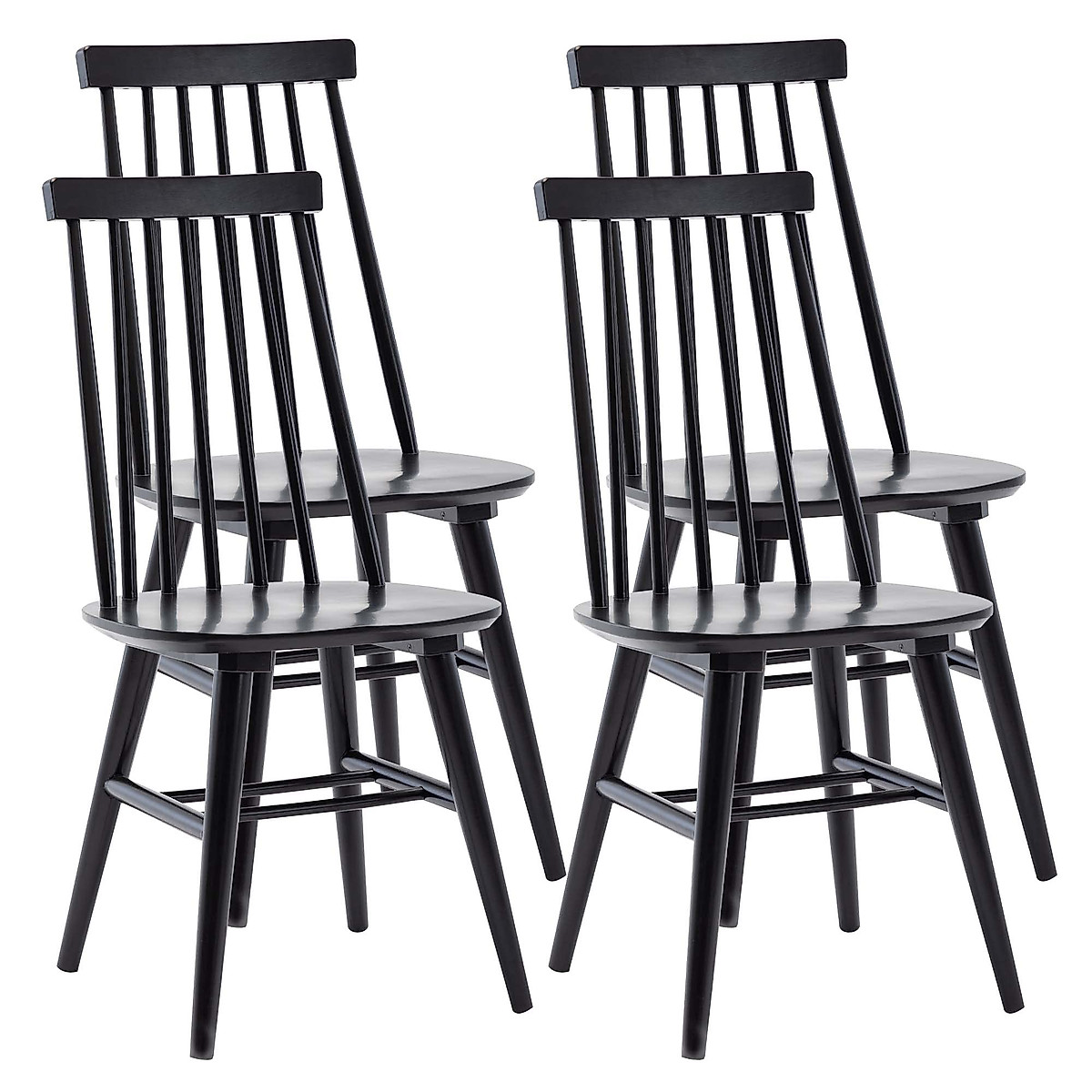 DUHOME Dining Chairs Set of 4, Wood Dining Room Chairs Slat Back Kitchen Room Chair Windsor Chairs, Black