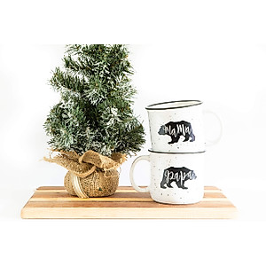 CAM N HONEY Farmhouse Mama Bear & Papa Bear Funny Campfire Couples Coffee Mug Set | 14oz Ceramic Mugs | Mama Bear Mug, Papa Bear Mug | Perfect for Parents