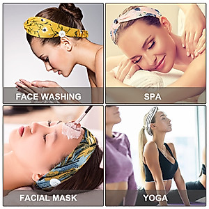 WILLBOND 12 Pieces Headbands with Buttons for Mask Women Button Hair Band for Nurses Doctor Protect Ears, Boho Stretchy Cross Knotted Headband Elastic Yoga Sports Headbands Non Slip Turban Headwrap