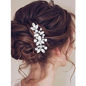 Catery Crystal Wedding Hair Comb Rhinestone Bridal Hairpieces Bridesmaid Clips Accessories for Brides and Women (A Silver)
