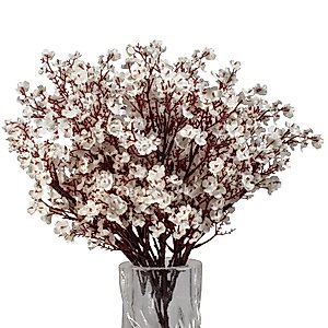 UD Babys Breath Artificial Flowers 8 Bundle Real Touch Fake Gypsophila Plastic Silk Flowers for Home DIY Garden Decor Wedding Party (White)
