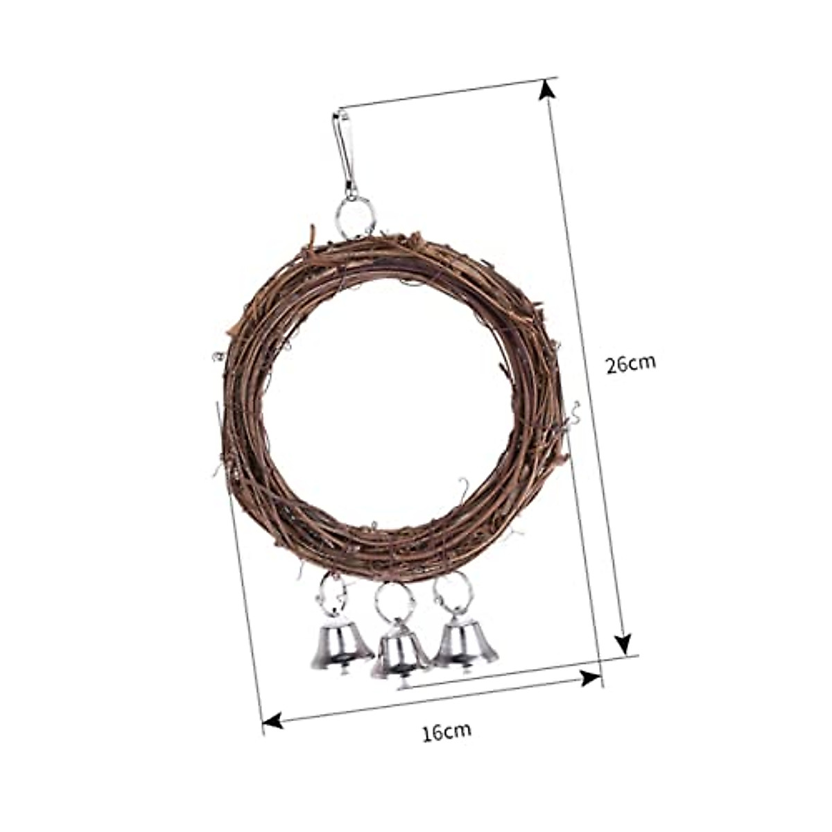 Bird Bite Toy Color Swing Random Bells Pet Bird Bell Wooden Rattan Toy with Circle Perch for Parrot Parrot Toys