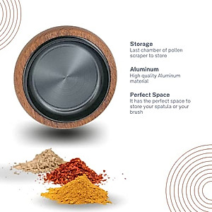 One Piece Of Grinder , Molinillo , Grinder Headchef Including A Larger Black Bag , Spatula & Brush , Small Grinder 100% Wood Finish & Inside Black Aluminum , Grind Designed With A 2.5 Inch