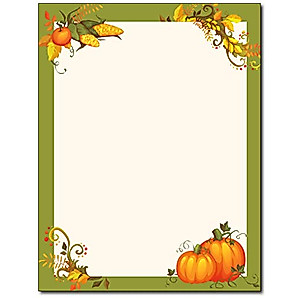 Thanksgiving Harvest Border Stationery - 80 Sheets