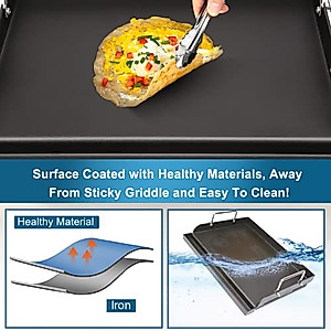 Utheer 25" x 16" Pre-Seasoned Nonstick Cast Iron Griddle for Gas & Charcoal Grills – Universal Flat Top with Grease Groove, Reinforced Ridges & High Sidewalls, Great for Parties, Camping & Tailgating