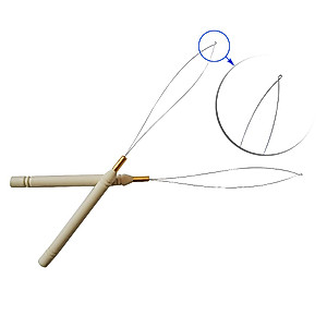 6 Pcs Micro Rings Hair Extension Loop Needle Threader Wire Pulling Hook Bead Tool for Silicone Link Rings Beads and Feathers Extensions Loop Tools